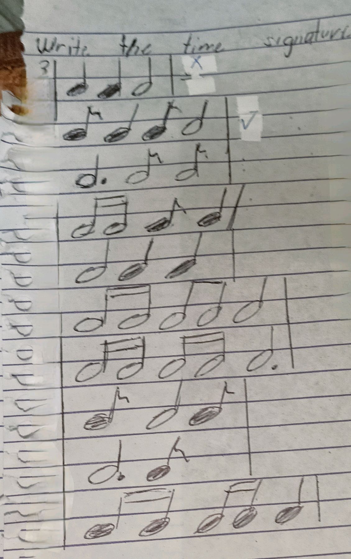 Write the time signature. 3/4 time | StudyX