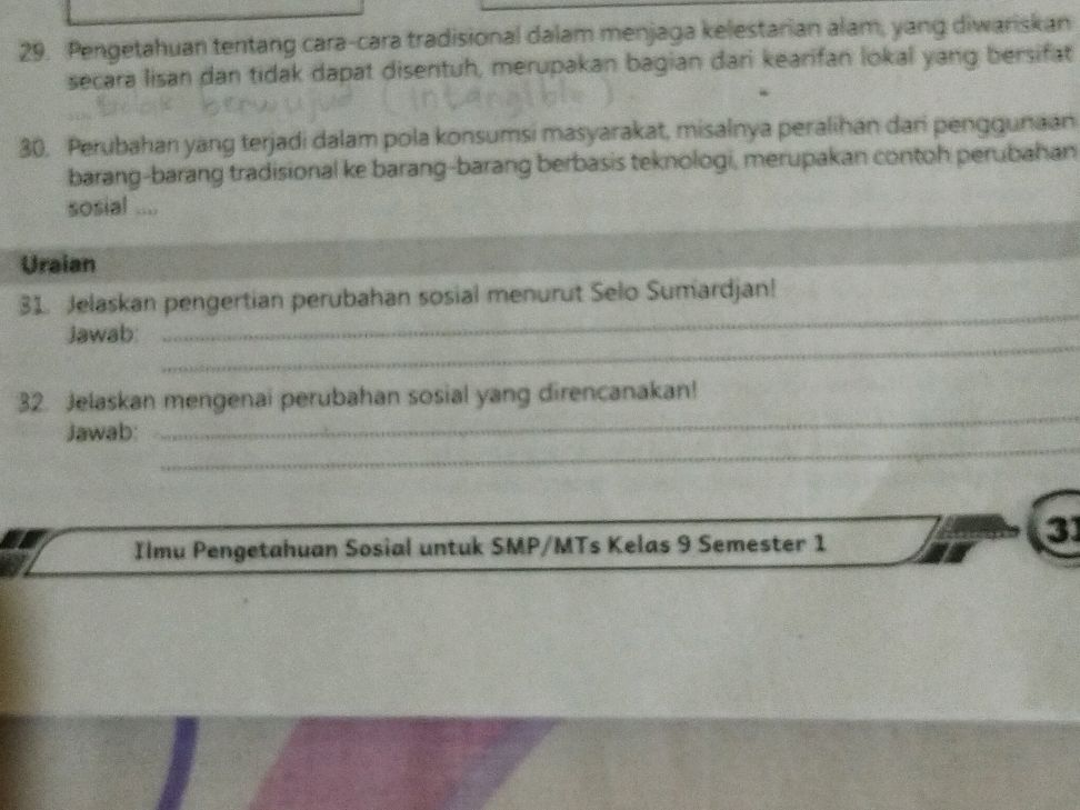 31. Jelaskan pengertian perubahan sosial | StudyX