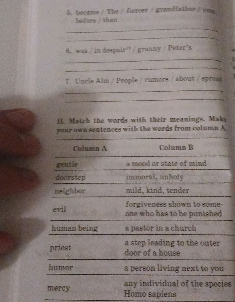 II. Match the words with their meanings. | StudyX