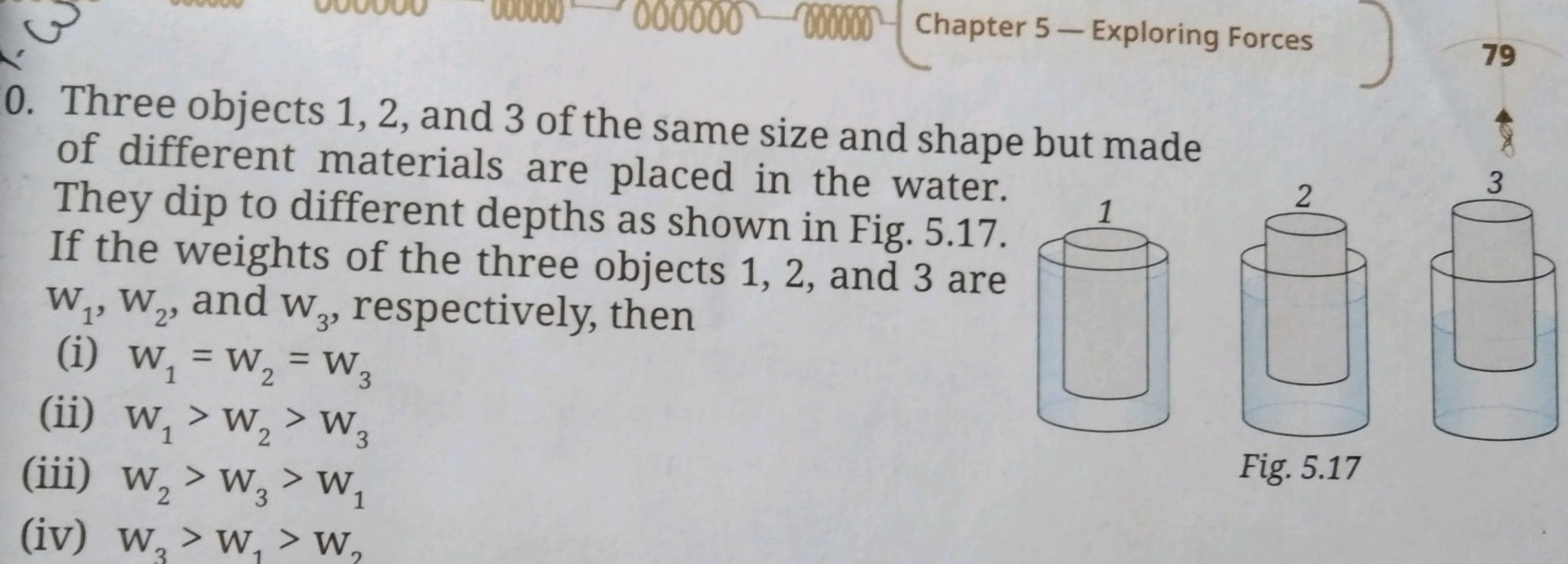 Three objects 1, 2, and 3 of the same size