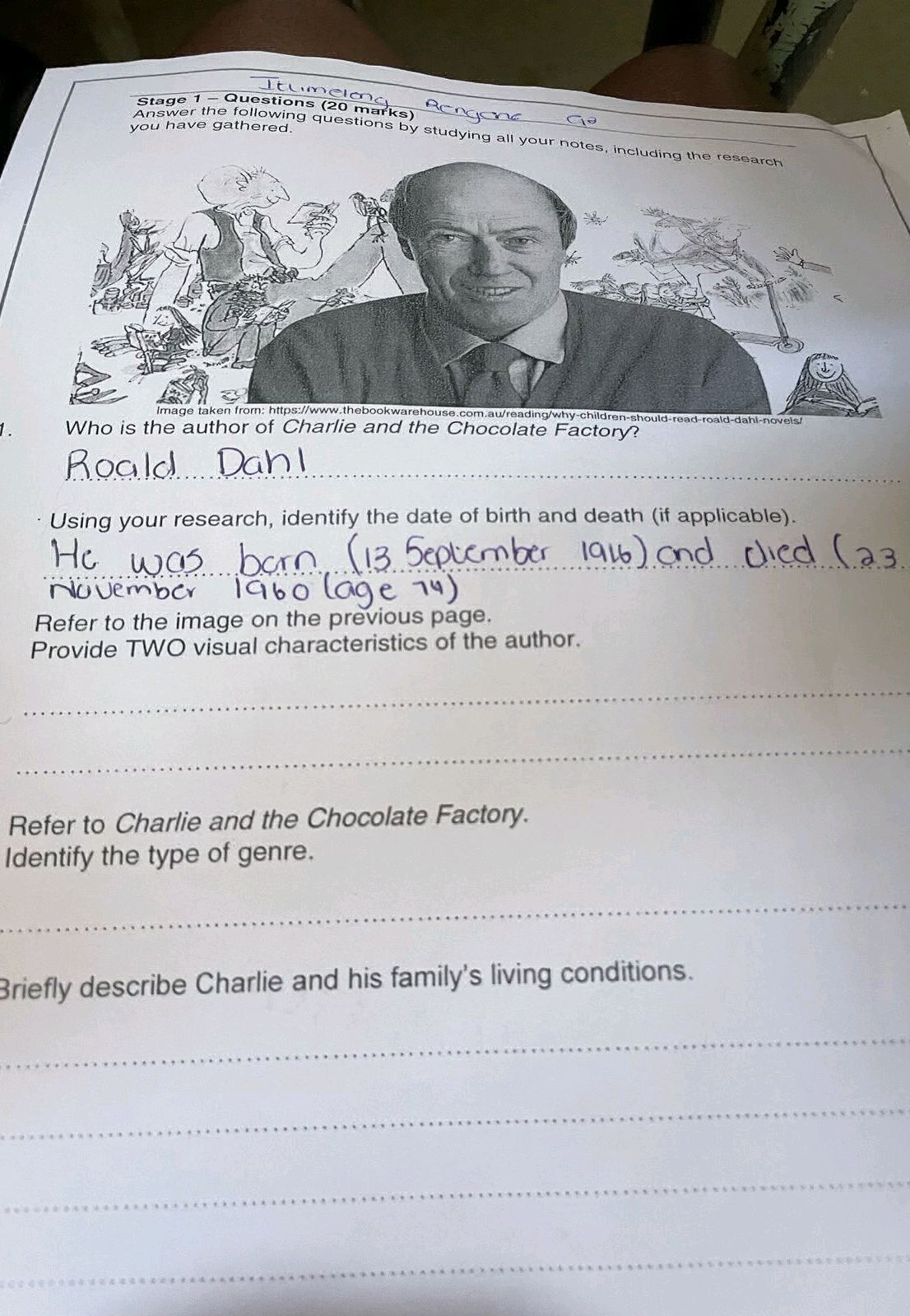 1. Who is the author of Charlie and the | StudyX