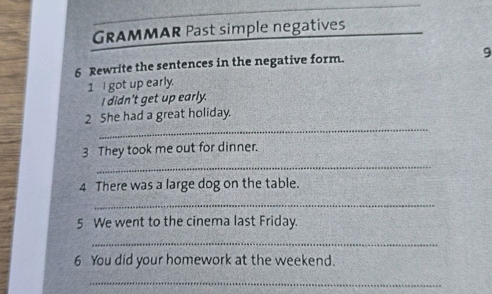 GRAMMAR Past simple negatives 6 Rewrite the | StudyX