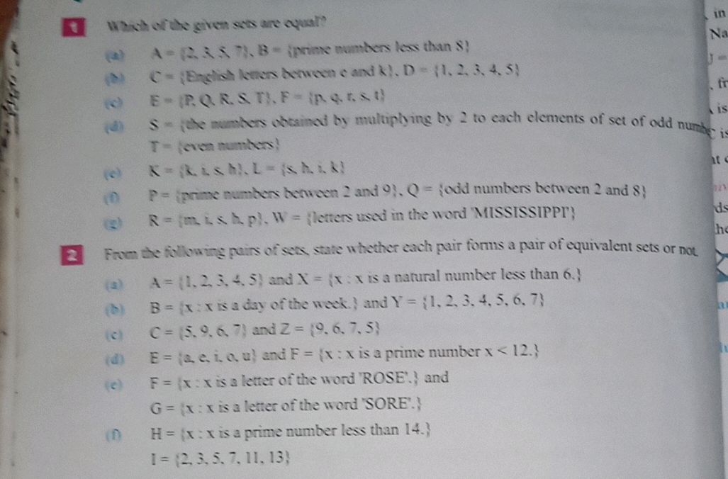 1. Which of the given sets are equal? (a) A | StudyX