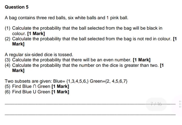 A bag contains three red balls, six white | StudyX