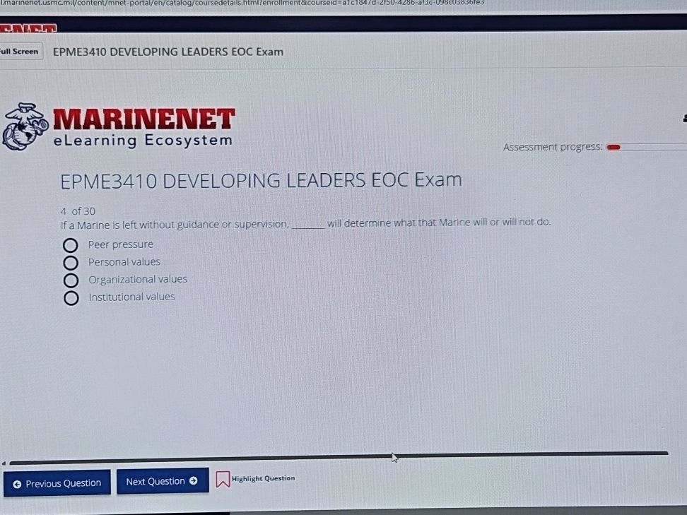 Screen EPME3410 DEVELOPING LEADERS EOC Exam