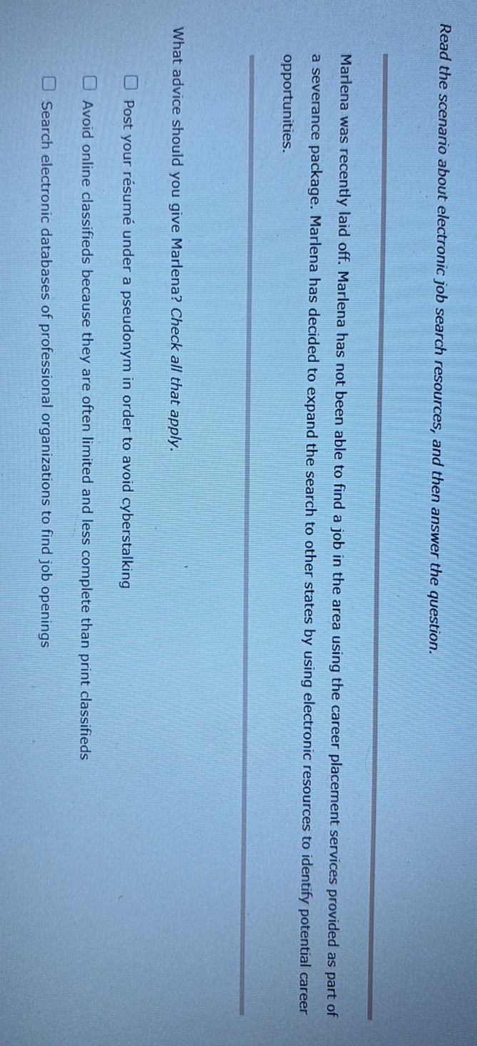 Read the scenario about electronic job | StudyX