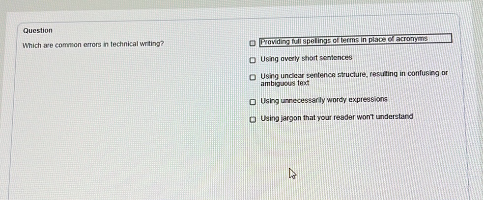 Which are common errors in technical | StudyX
