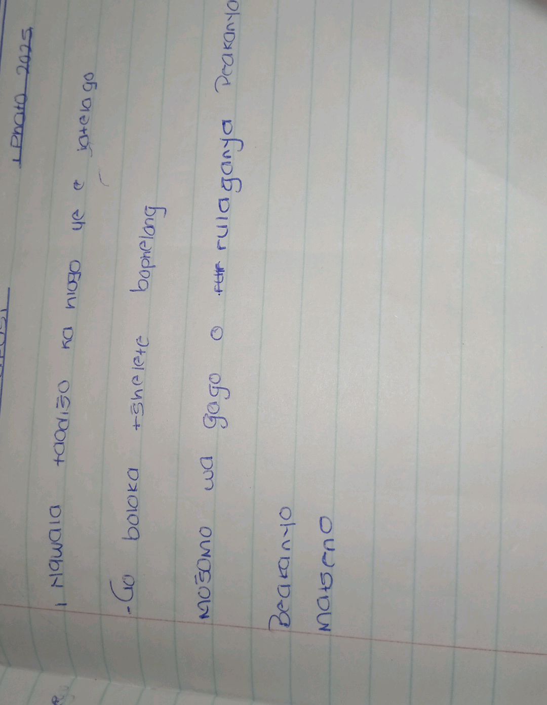 1. Nawala taodiso ka nogo ye e jatela go | StudyX