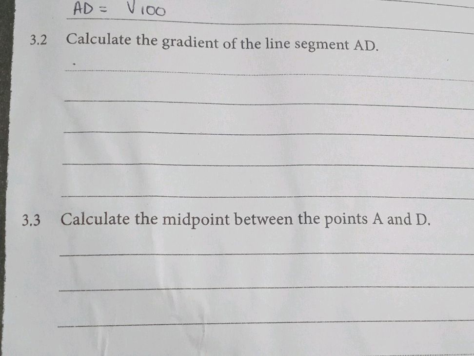 AD = V100 3.2 Calculate the gradient of the | StudyX