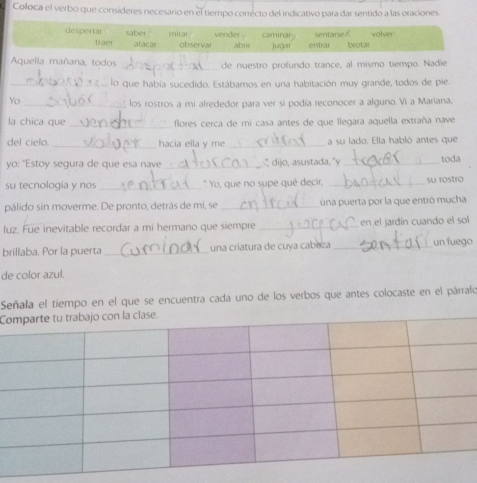 Coloca el verbo que consideres necesario en | StudyX