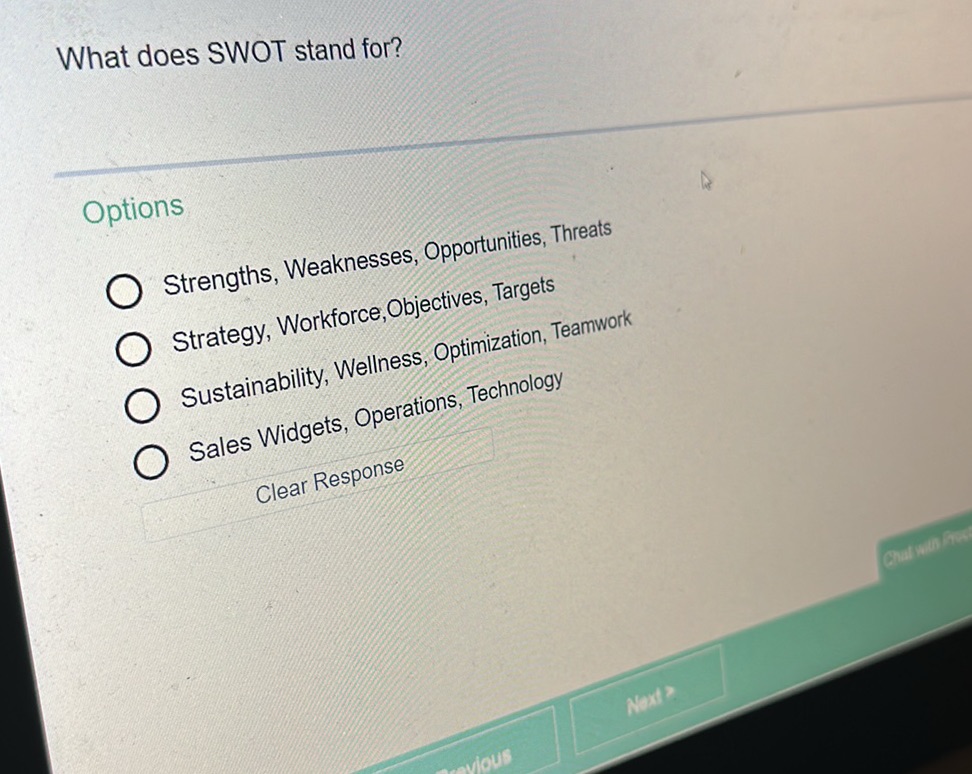 What does SWOT stand for? Strengths, | StudyX