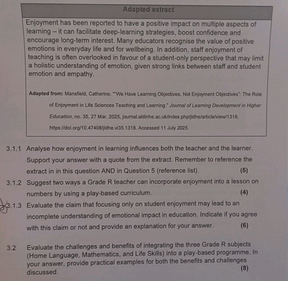 3.1.1 Analyse how enjoyment in learning | StudyX