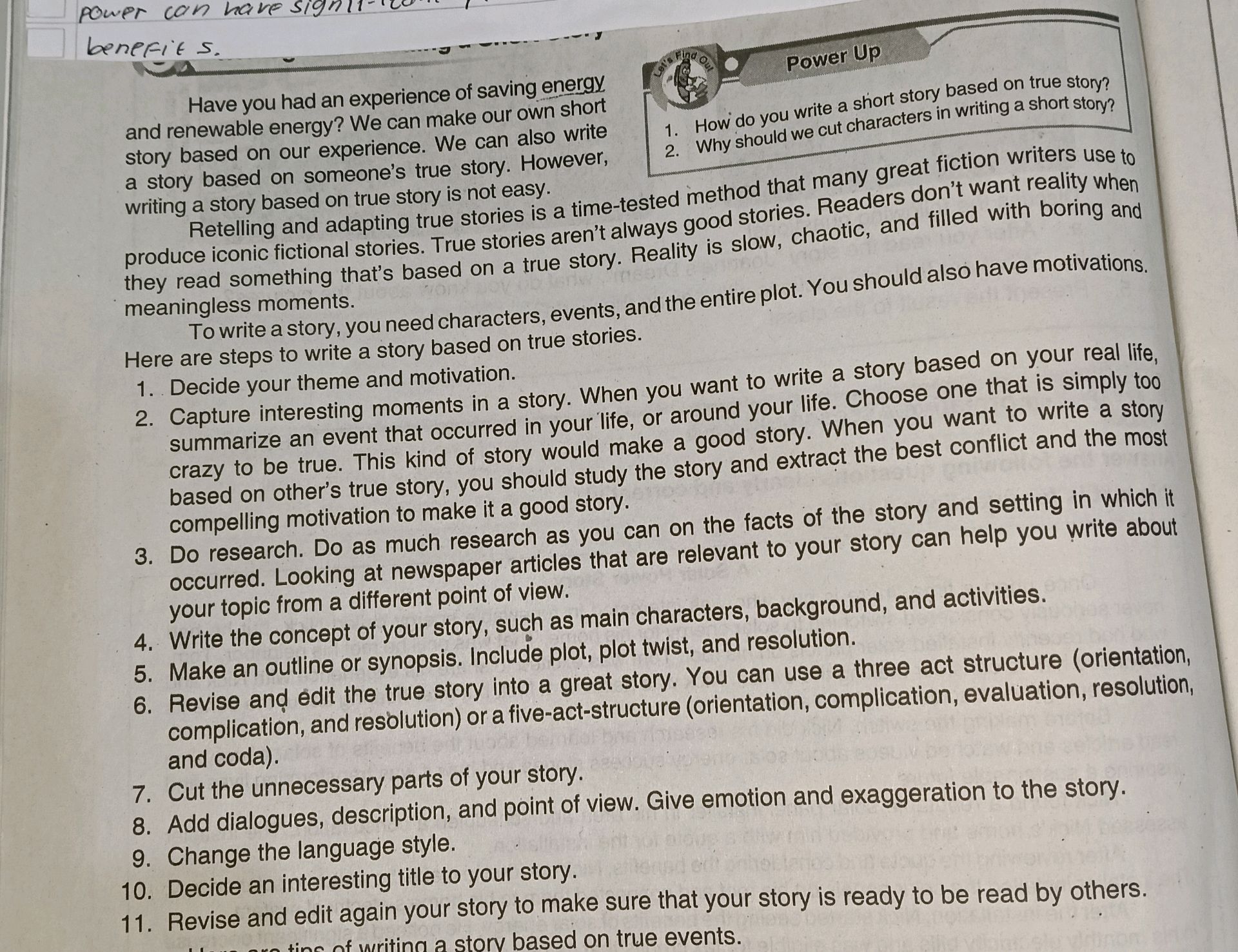 How do you write a short story based on true