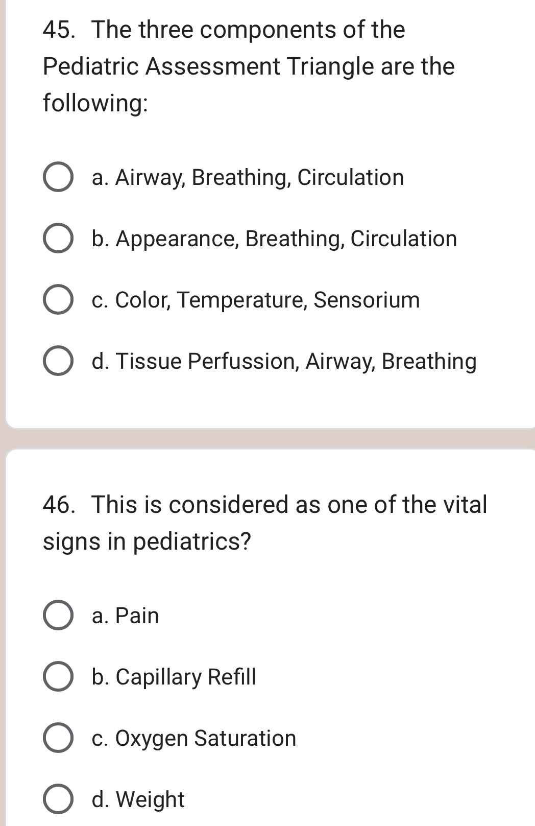 45. The three components of the Pediatric | StudyX