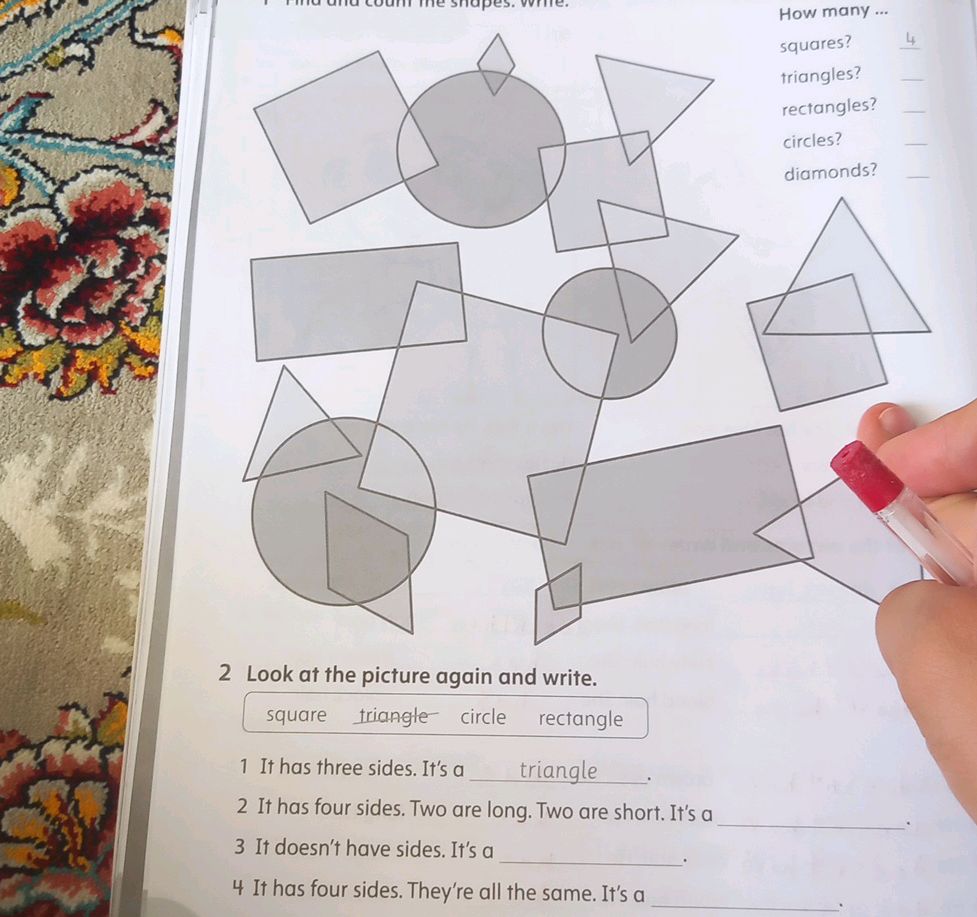 1 Find and count the shapes. Write. How | StudyX
