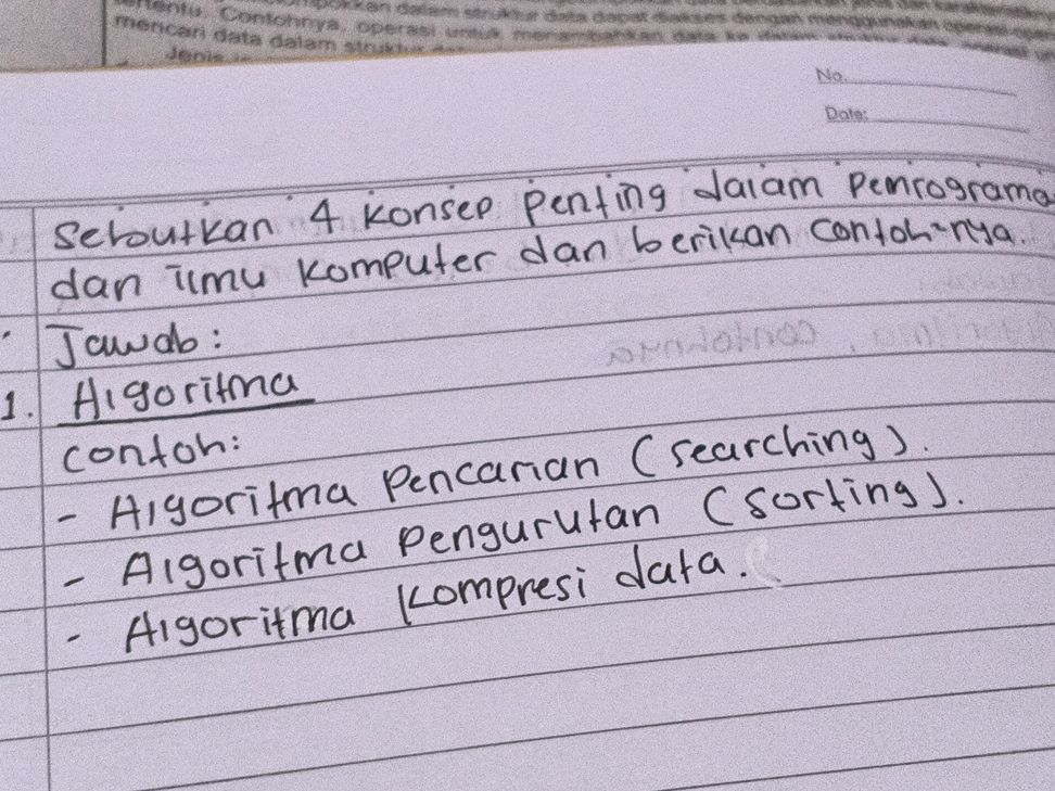 Sebutkan 4 konsep penting dalam Pemrograman | StudyX