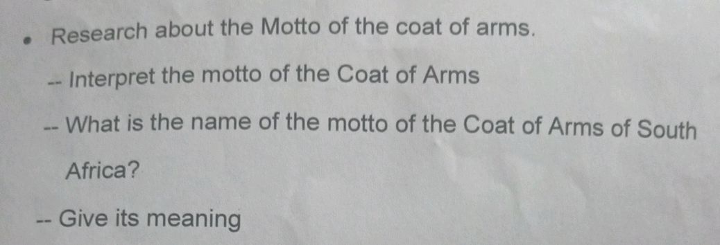 Research about the Motto of the coat of | StudyX