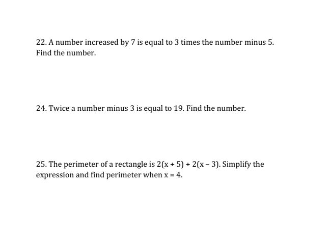 22. A number increased by 7 is equal to 3 | StudyX