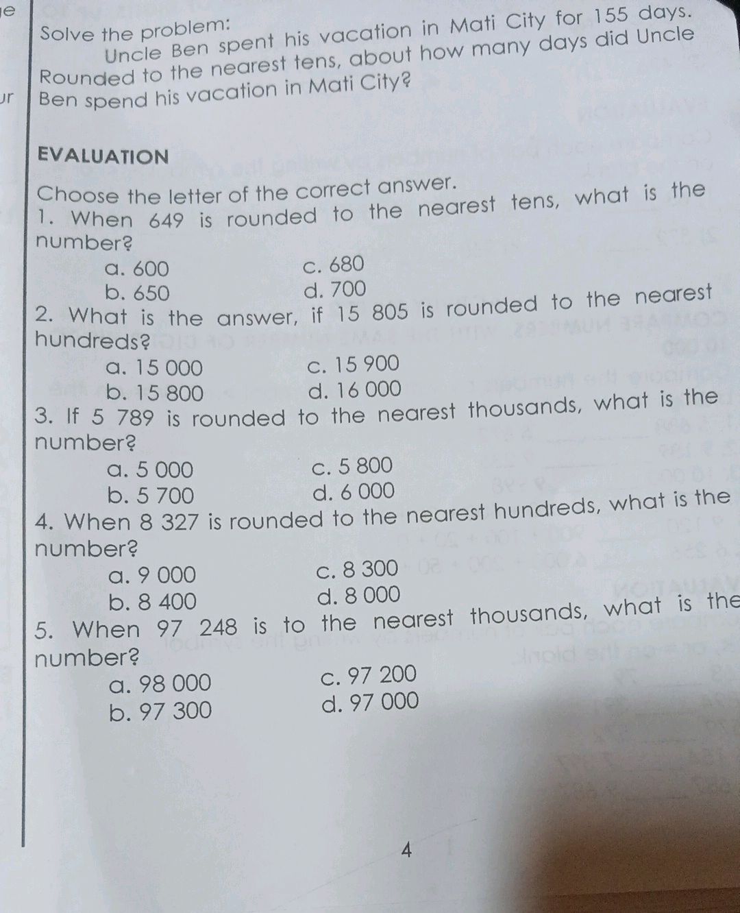 Uncle Ben spent his vacation in Mati City | StudyX