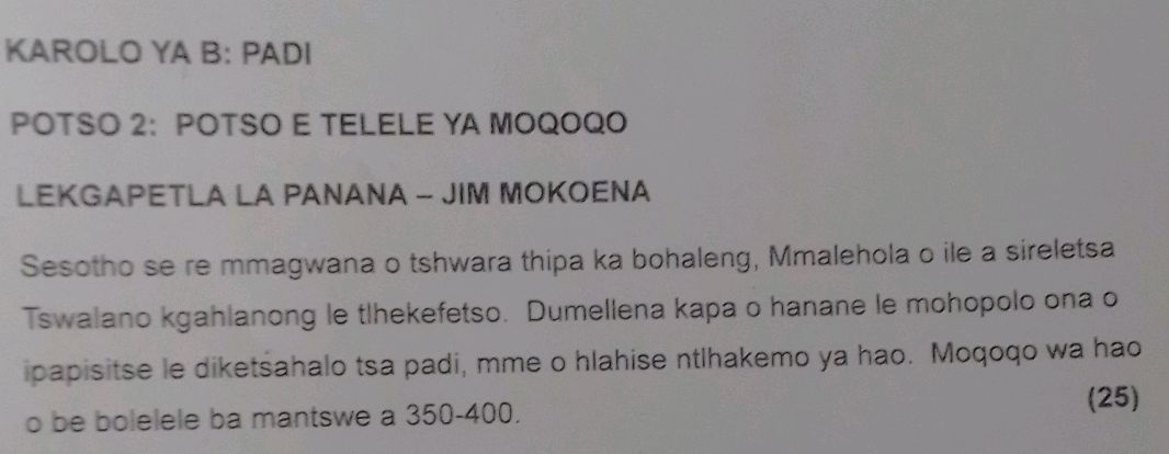 KAROLO YA B: PADI POTSO 2: POTSO E TELELE YA | StudyX