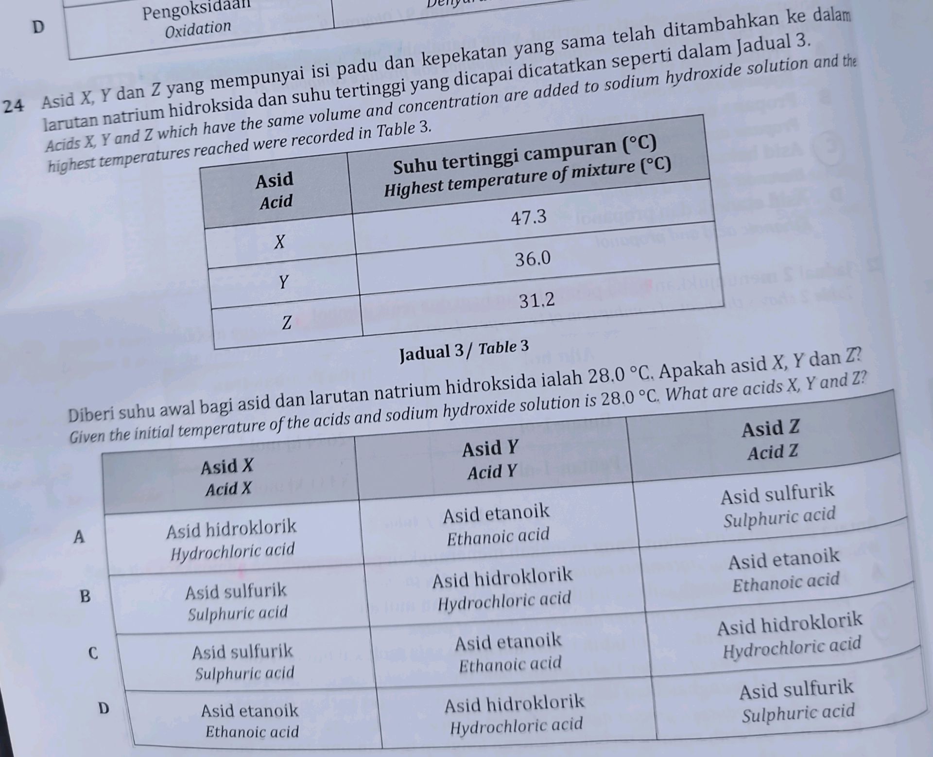24 Asid X, Y dan Z yang mempunyai isi padu