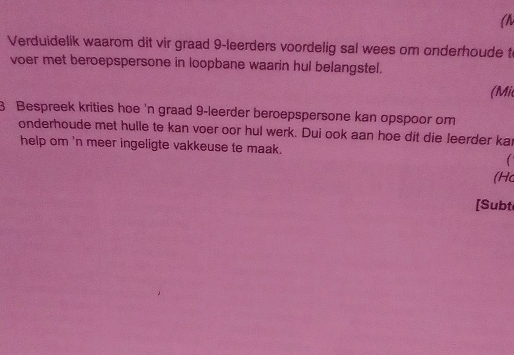Verduidelik waarom dit vir graad 9-leerders