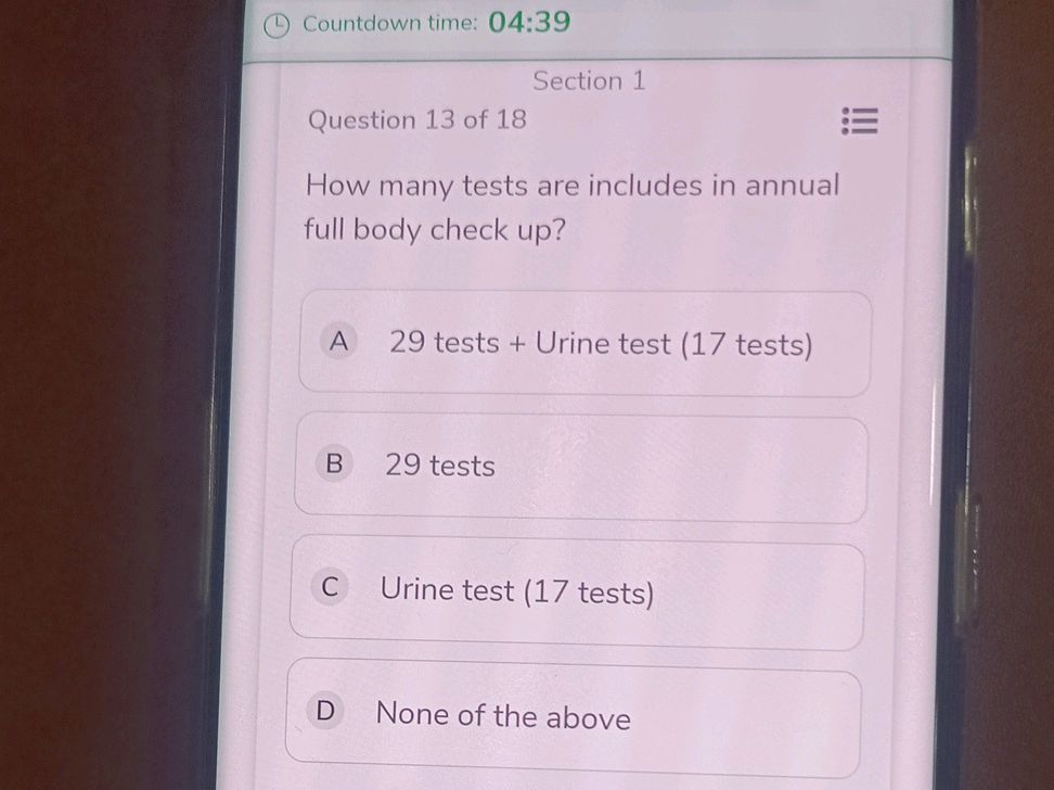 How many tests are includes in annual full