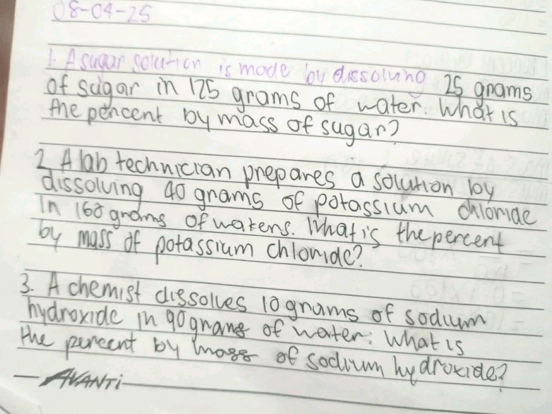 A sugar solution is made by dissolving 25