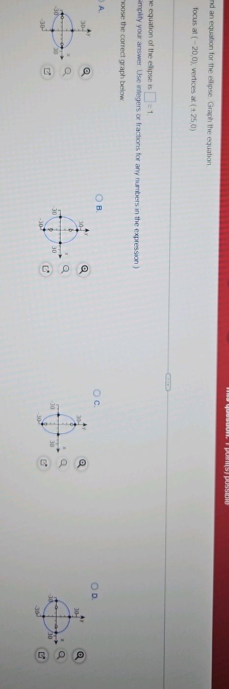 Find an equation for the ellipse. Graph the