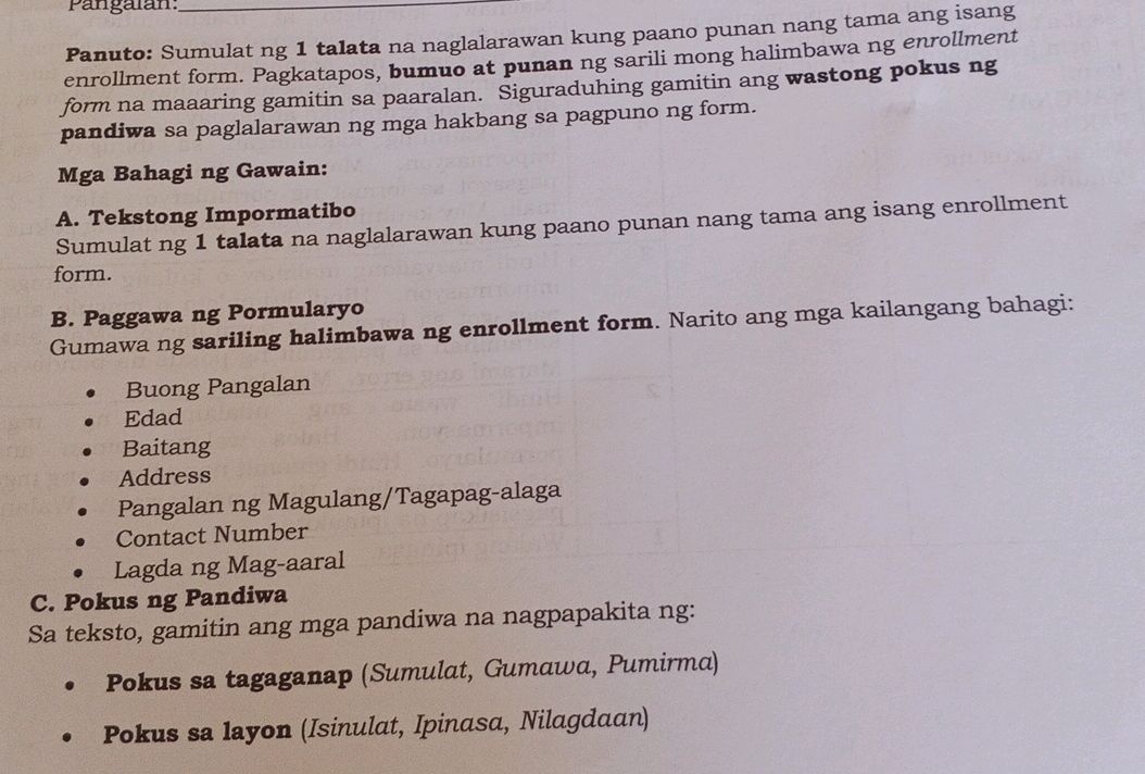 Panuto: Sumulat ng 1 talata na naglalarawan | StudyX