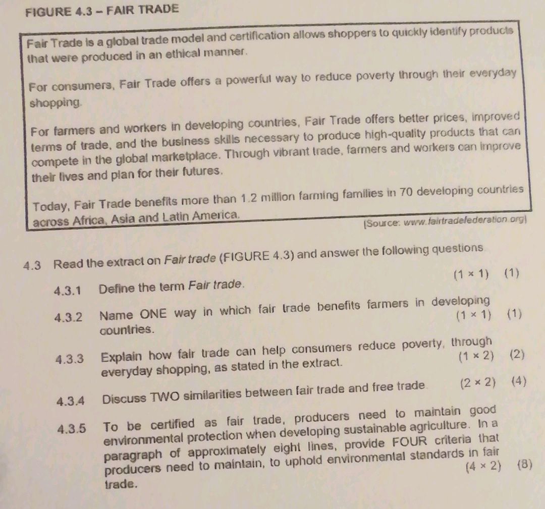 4.3 Read the extract on Fair trade (FIGURE | StudyX