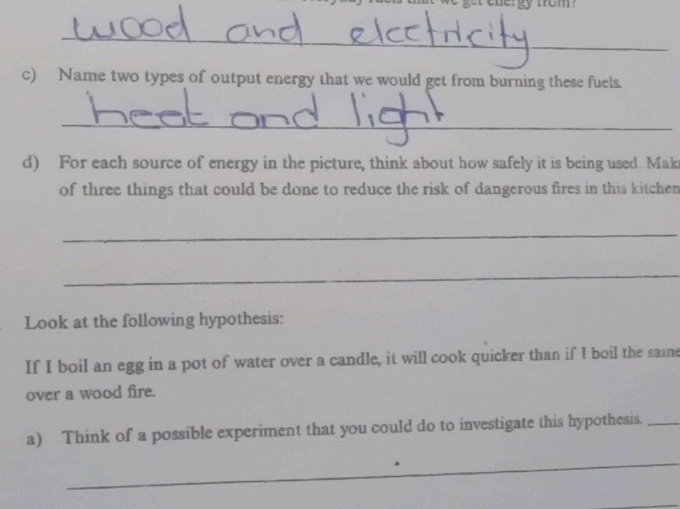 c) Name two types of output energy that we | StudyX