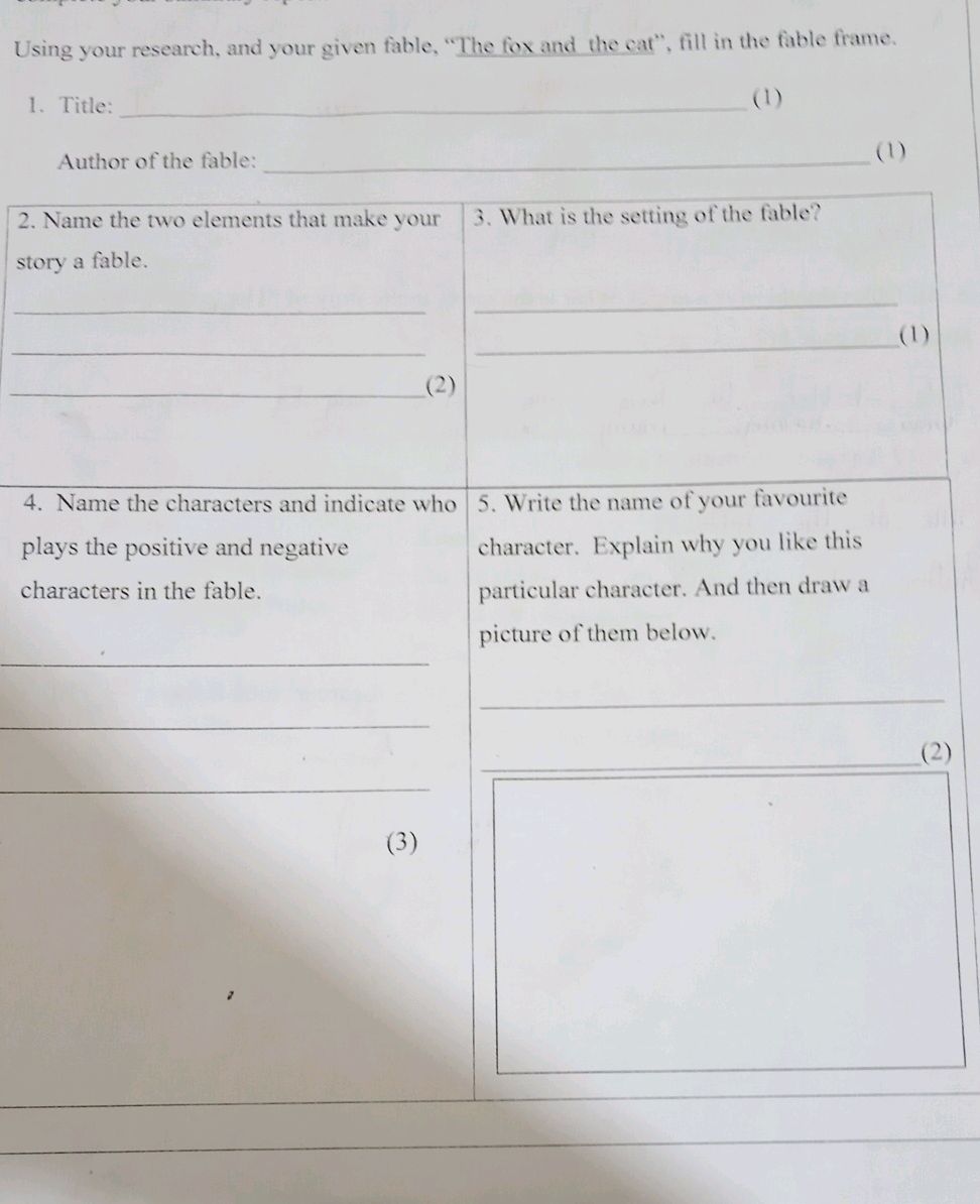 Using your research, and your given fable, | StudyX