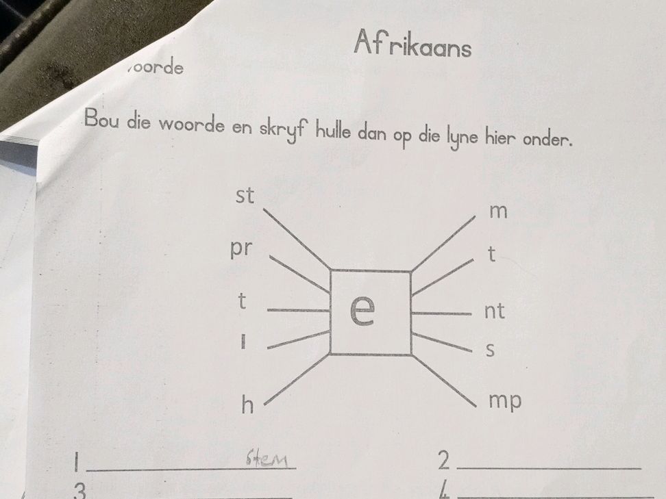 Bou die woorde en skryf hulle dan op die | StudyX