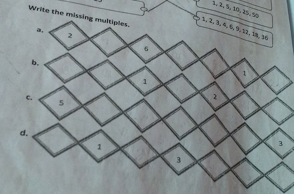 Write the missing multiples. a. 2 b. 6 c. | StudyX