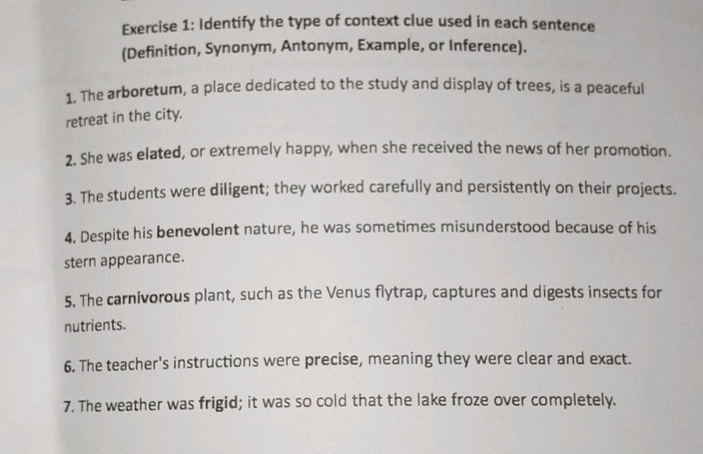 Exercise 1: Identify the type of context | StudyX