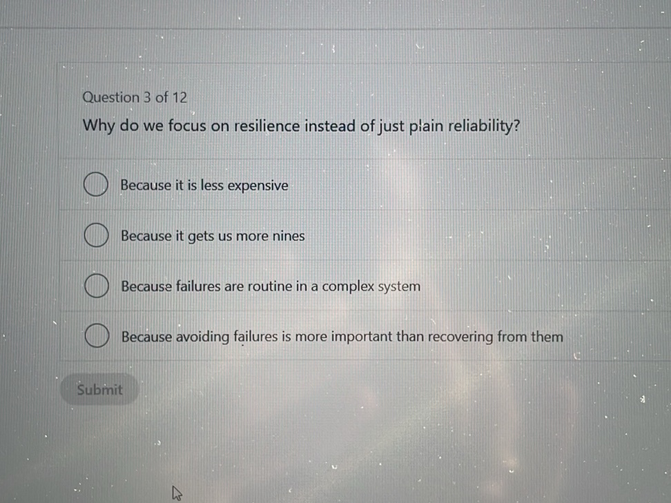 Question 3 of 12 Why do we focus on