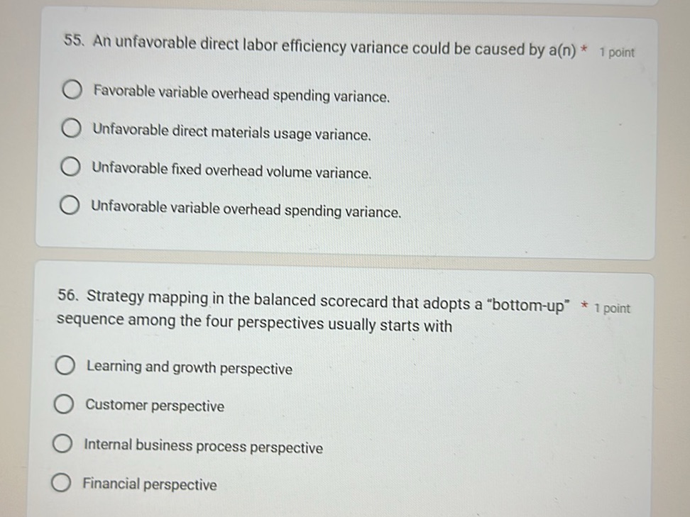 55. An unfavorable direct labor efficiency | StudyX