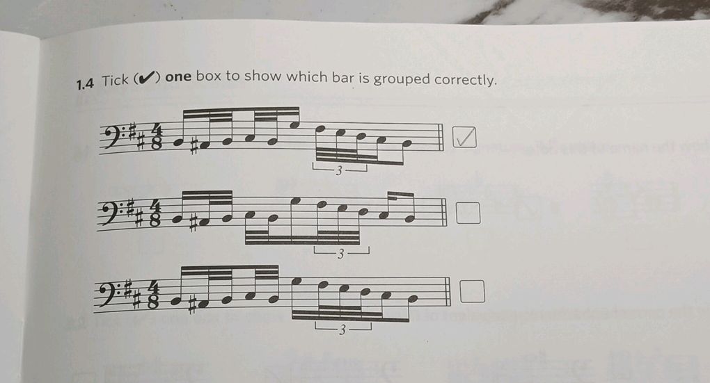 1.4 Tick ( ) one box to show which bar is