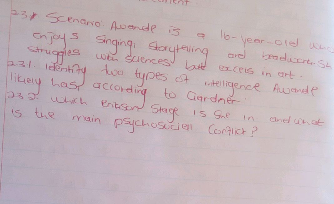 23) Scenario: Awande is a 16-year-01d who | StudyX
