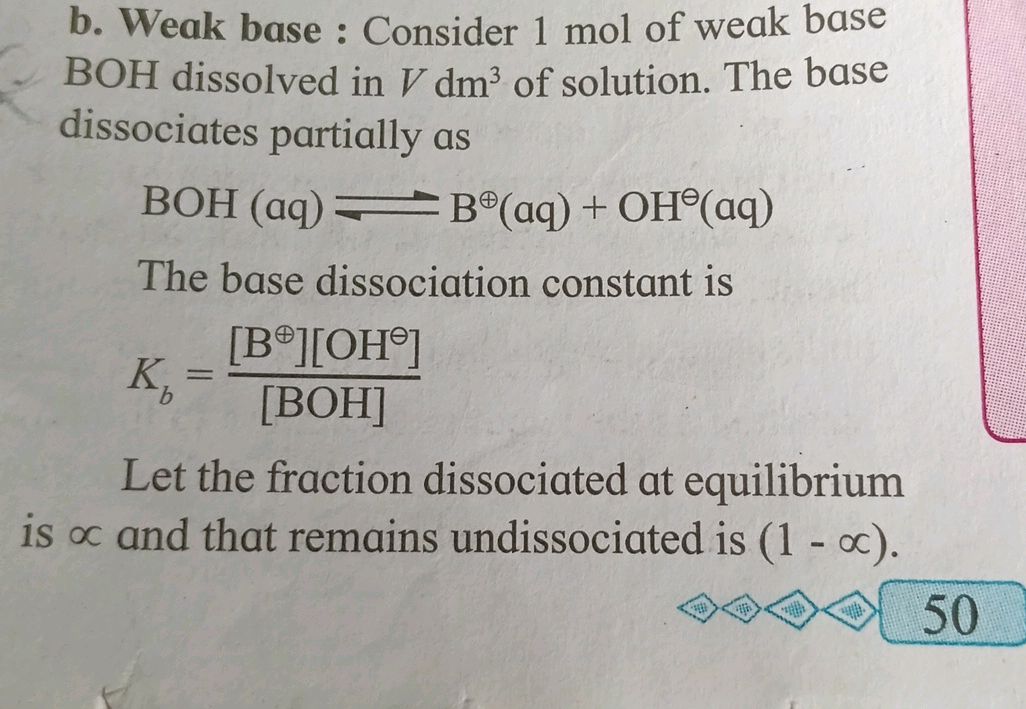 b. Weak base: Consider 1 mol of weak base | StudyX