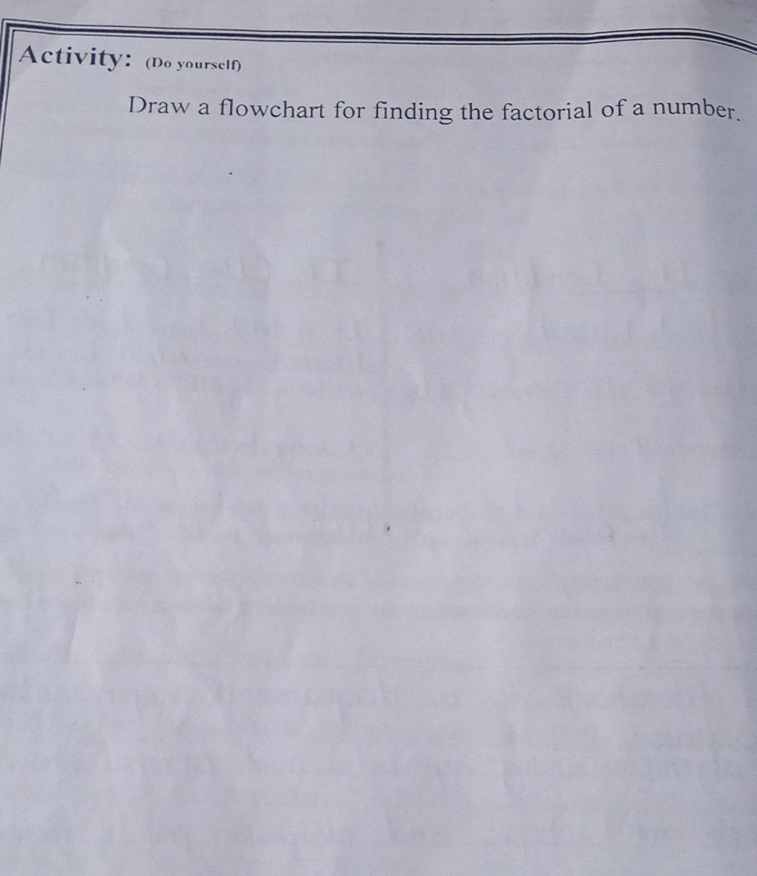 Draw a flowchart for finding the factorial | StudyX