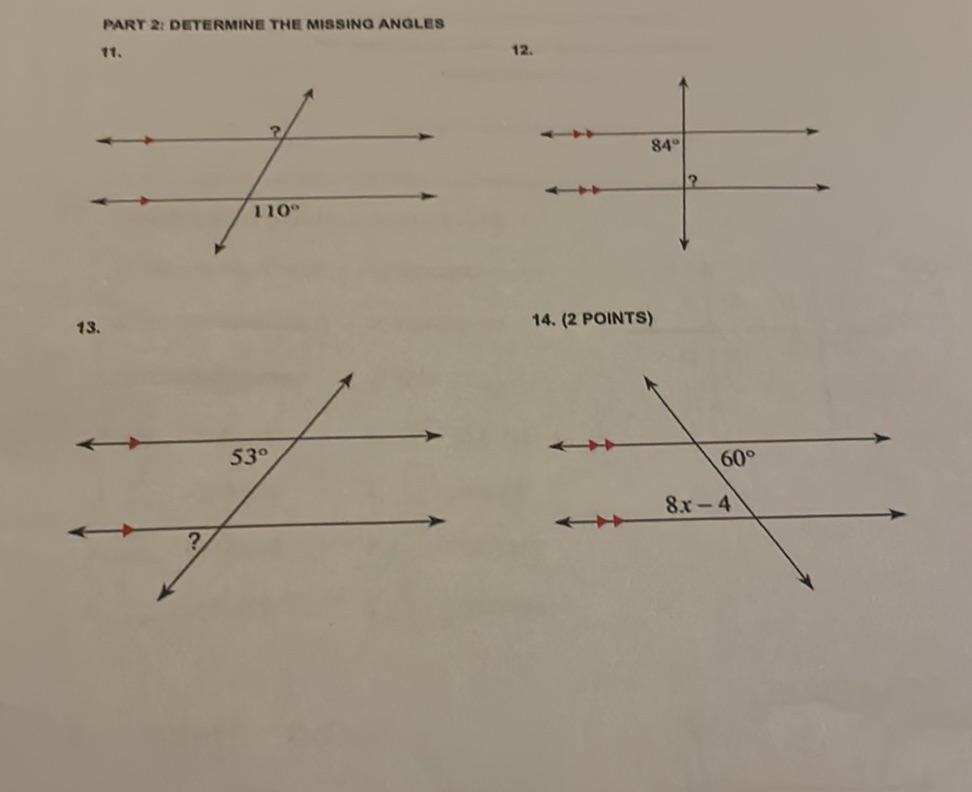 Determine the missing angles. 11. Find the | StudyX