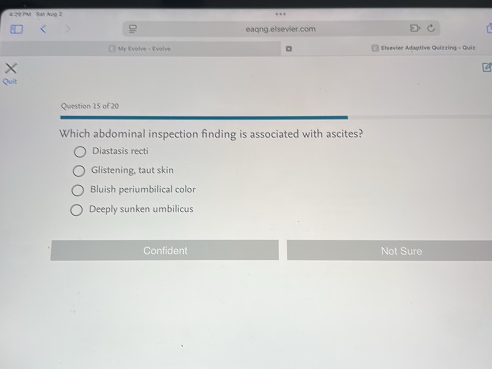 Which abdominal inspection finding is