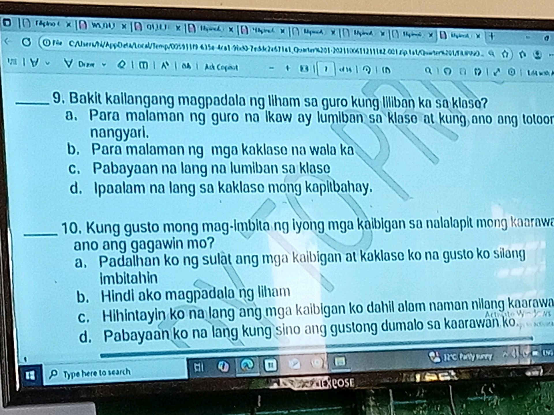 9. Bakit kallangang magpadala ng liham sa | StudyX