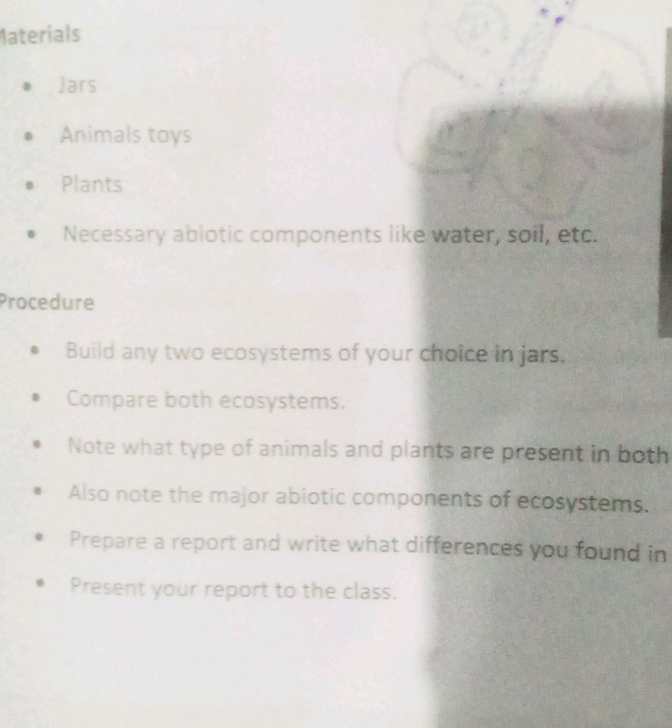 Materials * Jars * Animals toys * | StudyX