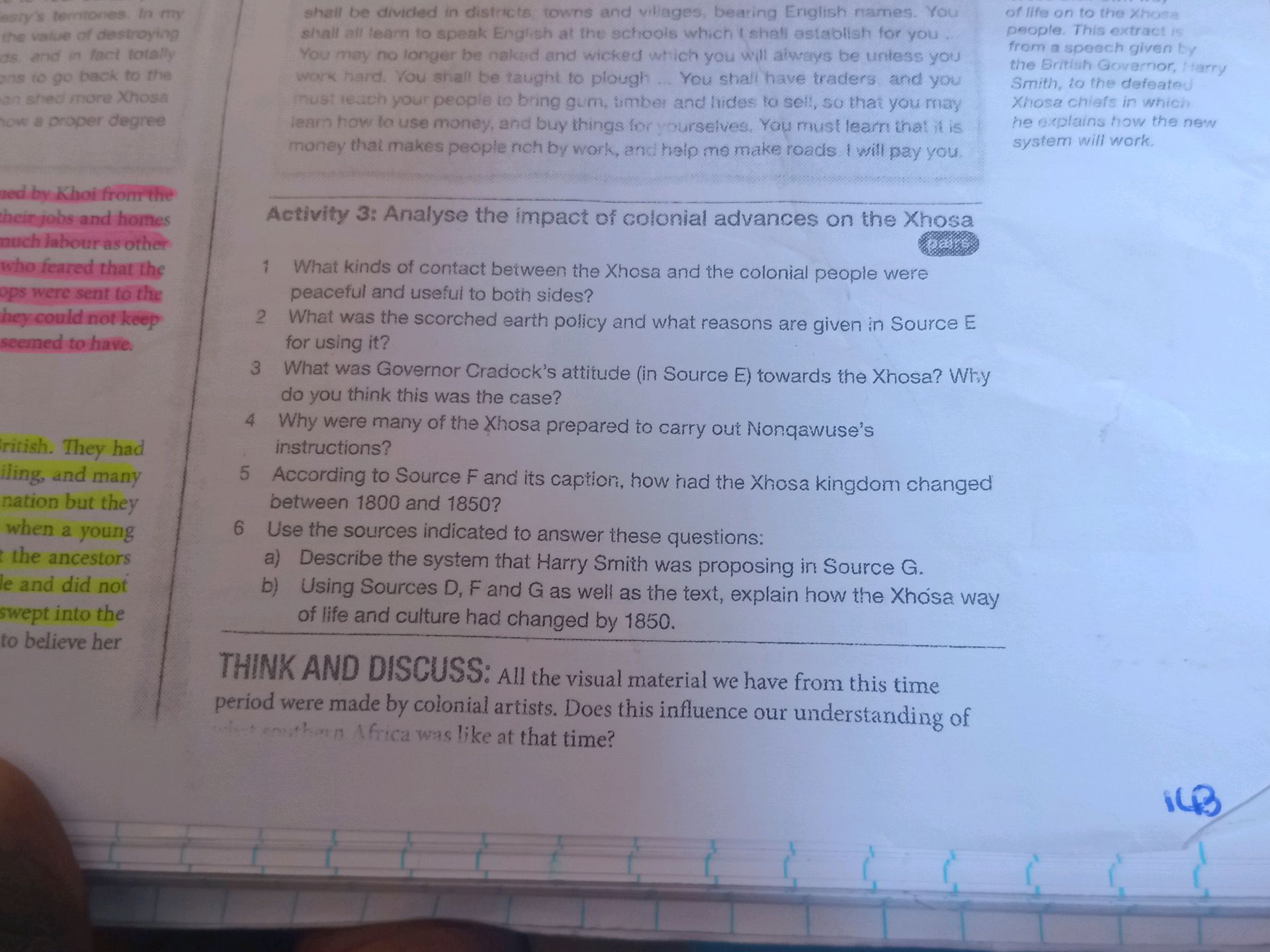 Activity 3: Analyse the impact of colonial | StudyX