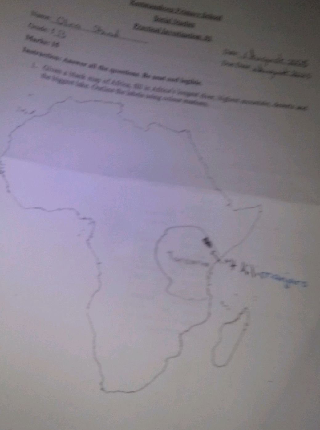 Given a blank map of Africa, fill in