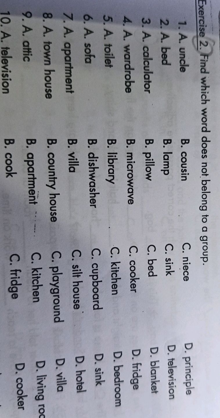 Exercise 2. Find which word does not belong | StudyX