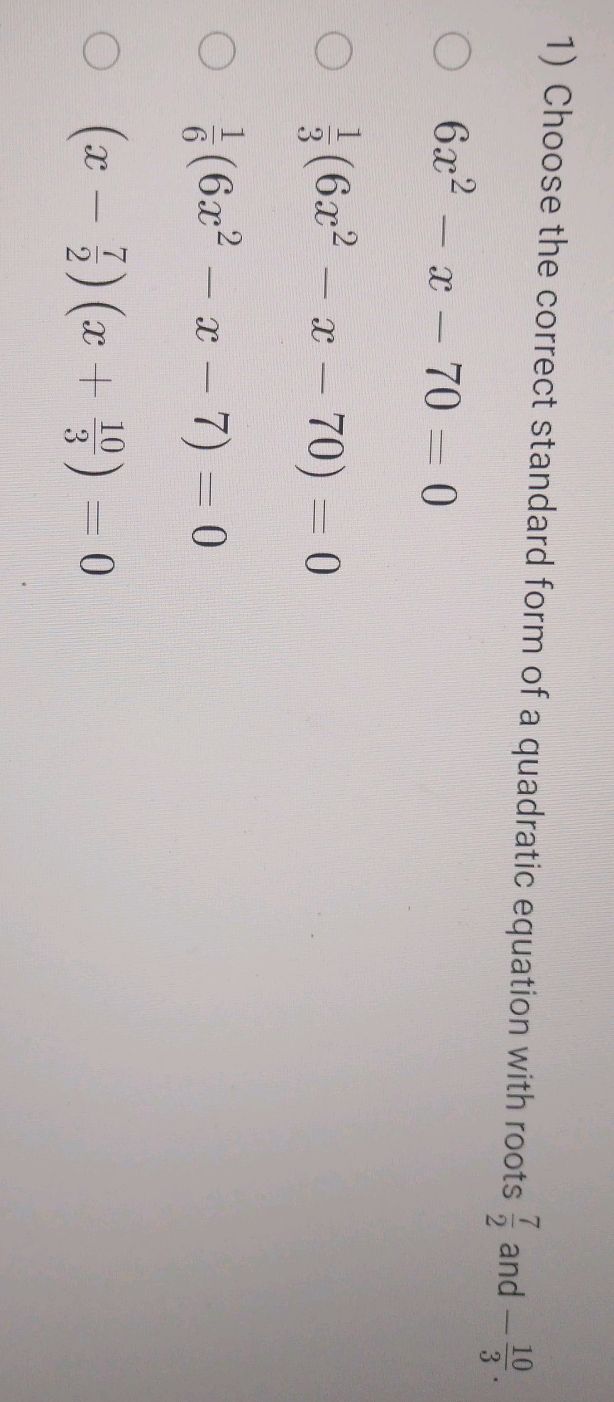 1) Choose the correct standard form of a